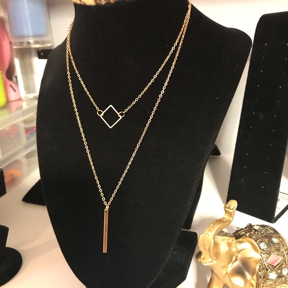 Jewelry | Trendy Multi Layered Gold Necklace W Bar | Poshmark